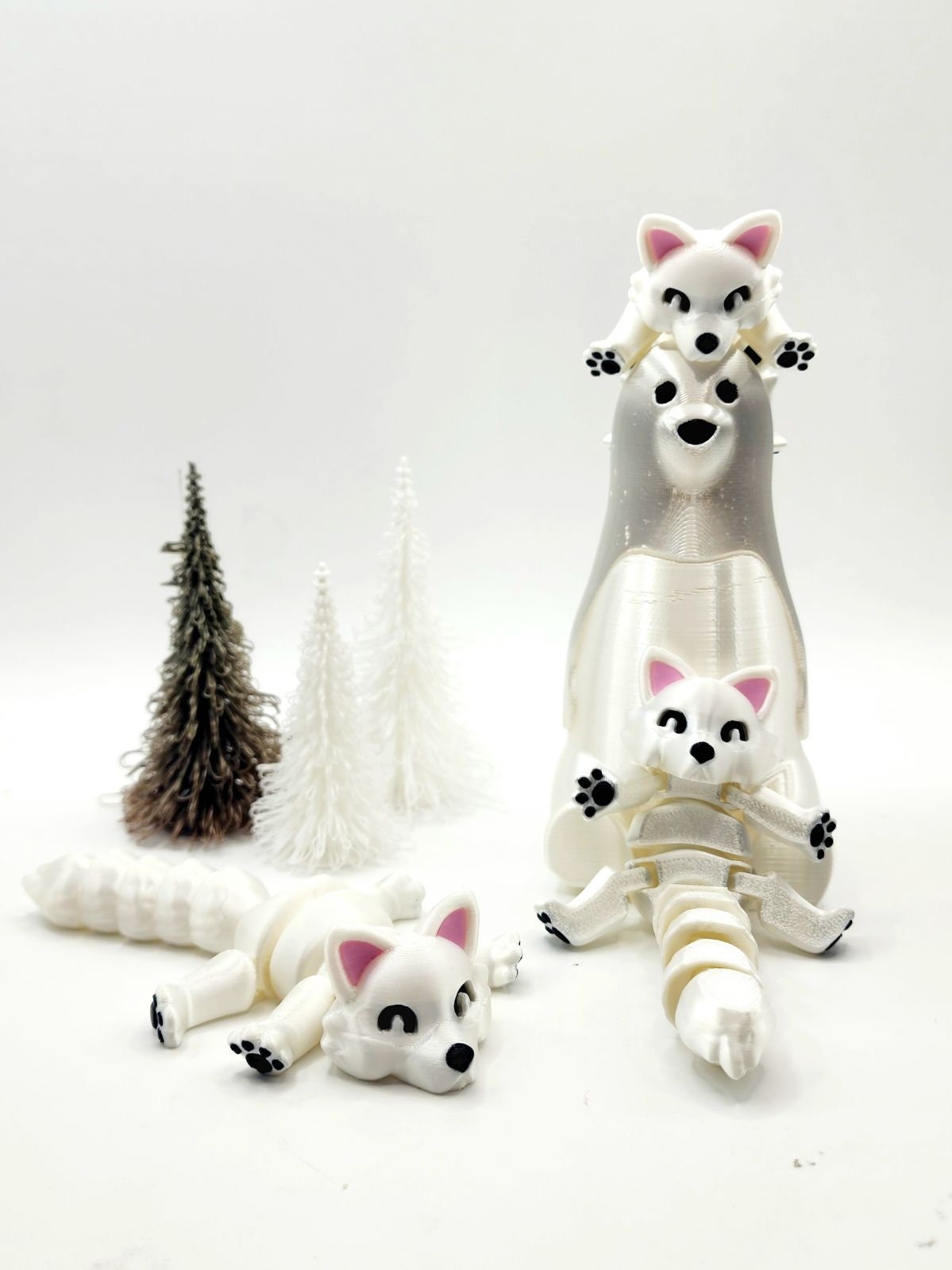 3D printed Arctic fox articulate fidget, sensory toy, desktop toy ...